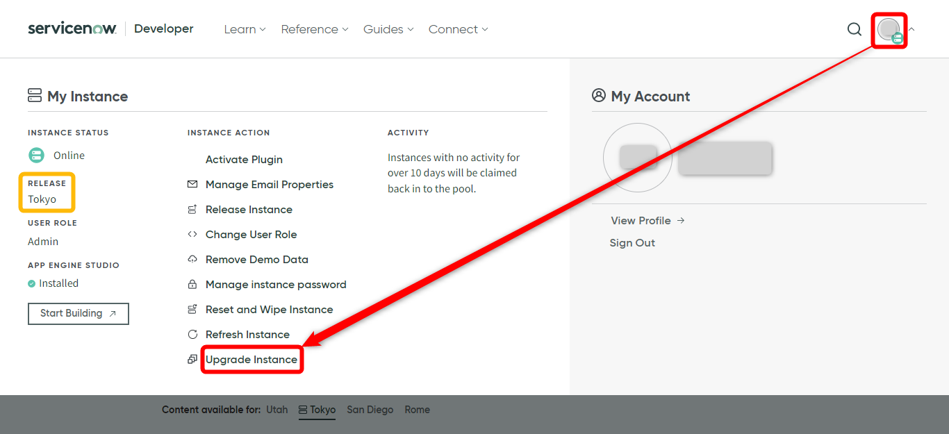 [ServiceNow]10分で掴む! Utah版の開発インスタンス(PDI)の作成 | NowLibrary